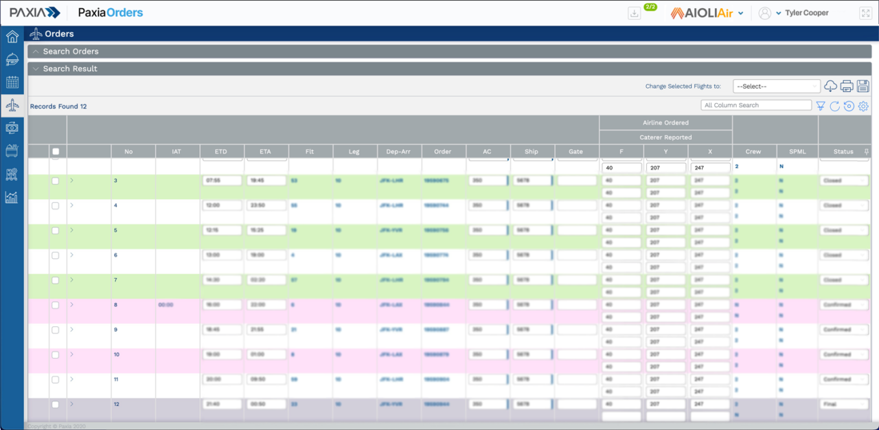 Cloud-Based Airline Catering Product | Paxia Orders | Paxia Solutions